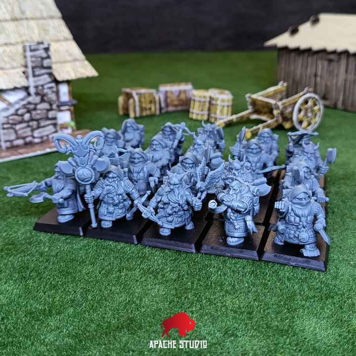 3D Printable Forgeborn Clan: Rangers (dwarf unit) by Apache-Studio