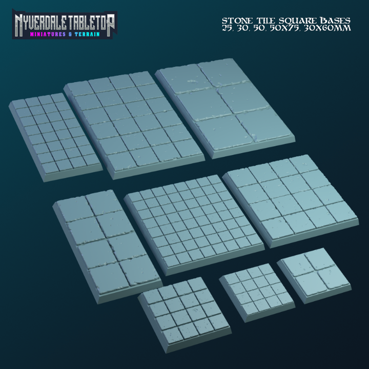 3D Printable Stone Tile Square Bases by Nyverdale Tabletop