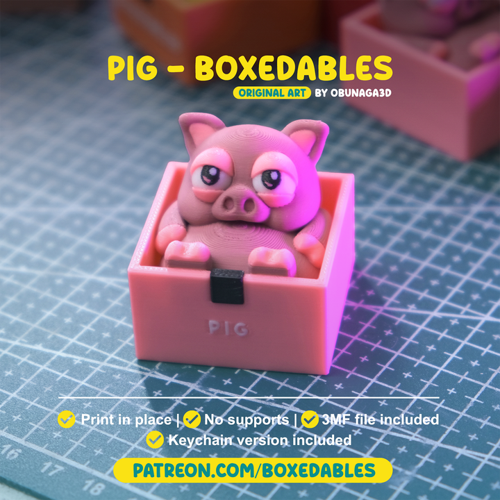 3D Printable Pig - Boxedables by OBUNAGA 3D