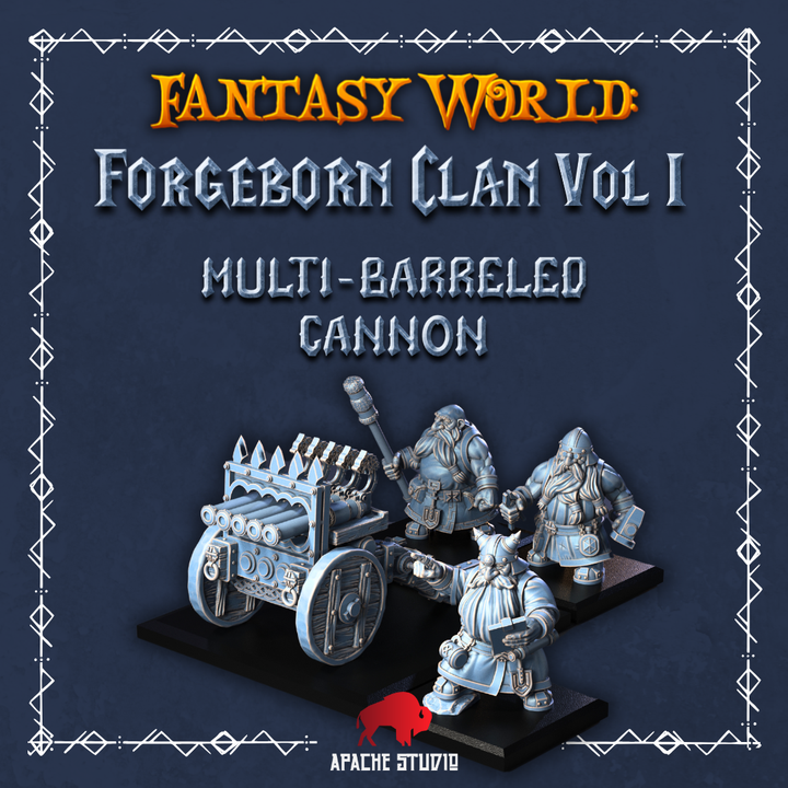 3D Printable Forgeborn Clan: Multi-Barreled Cannon (dwarf unit) by ...