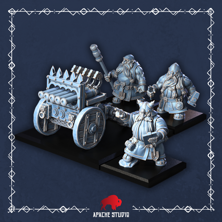 3D Printable Forgeborn Clan: Multi-Barreled Cannon (dwarf unit) by Apache-Studio