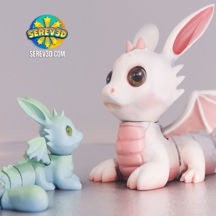 3D Printable Bunny Dragon - Articulated Easter Dragon - No Supports 3D ...