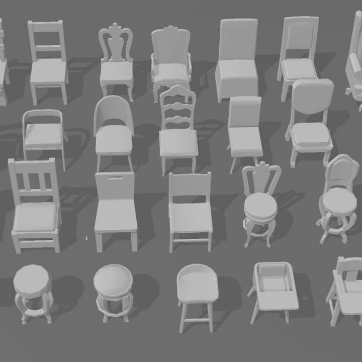 3D Printable Miniatures - The Sims - Chairs by ocram3000
