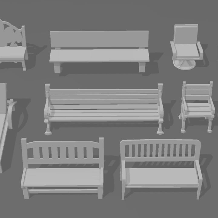 3D Printable Miniatures - The Sims - Outdoor Seating by ocram3000