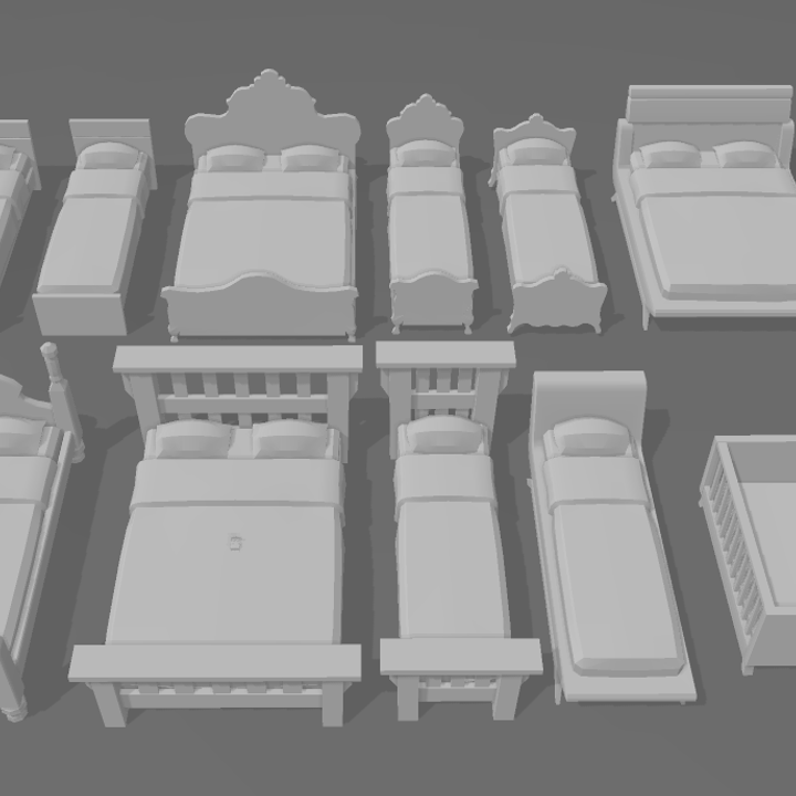 3D Printable Miniatures - The Sims - Beds by ocram3000