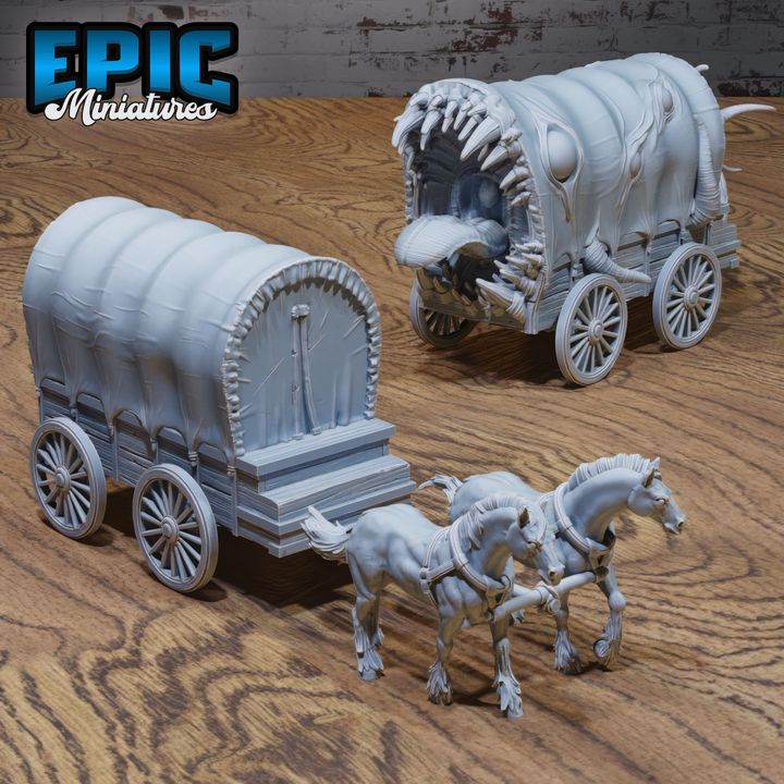 3D Printable Mimic Horse Wagon / Covering Carriage Creature / Carrier ...