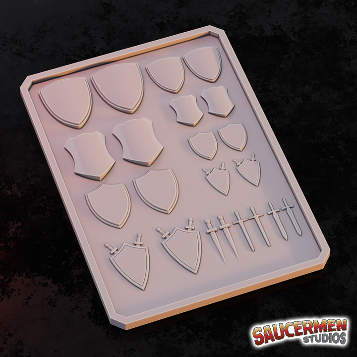 3D Printable Texture / Practice Palette: Shields & Swords by Saucermen ...