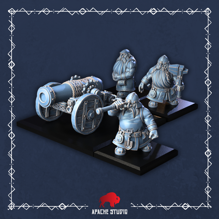 3D Printable Forgeborn Clan: Cannon (dwarf unit) by Apache-Studio