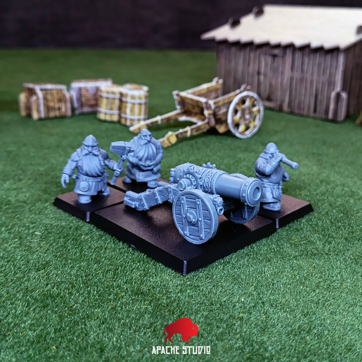 3D Printable Forgeborn Clan: Cannon (dwarf unit) by Apache-Studio