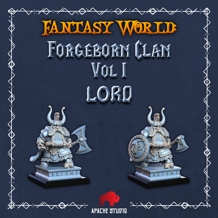 3D Printable Forgeborn Clan: Lord (dwarf unit) by Apache-Studio