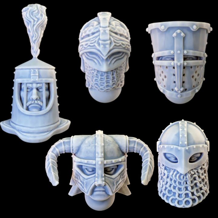 3D Printable Knight Helmets 4 - Modular Knights by YourNeighborKnight Minis
