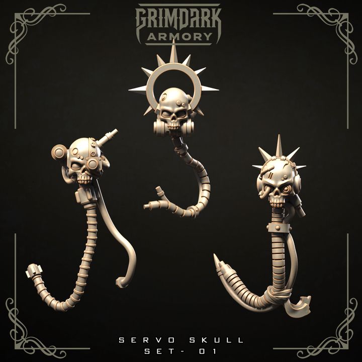 3D Printable Servo Skull - Set 01 by Bits Armory