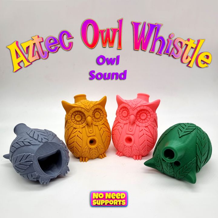 3D Printable Aztec Owl Whistle by 3dFabrik