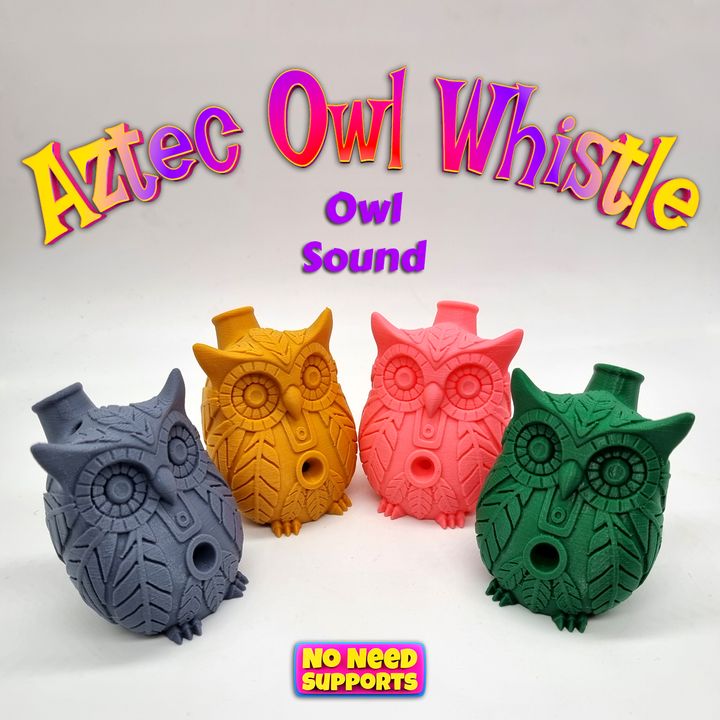 3D Printable Aztec Owl Whistle by 3dFabrik