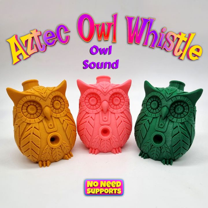 3D Printable Aztec Owl Whistle by 3dFabrik
