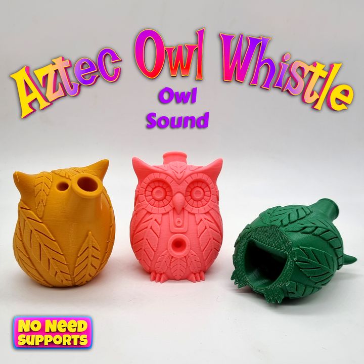 3D Printable Aztec Owl Whistle by 3dFabrik