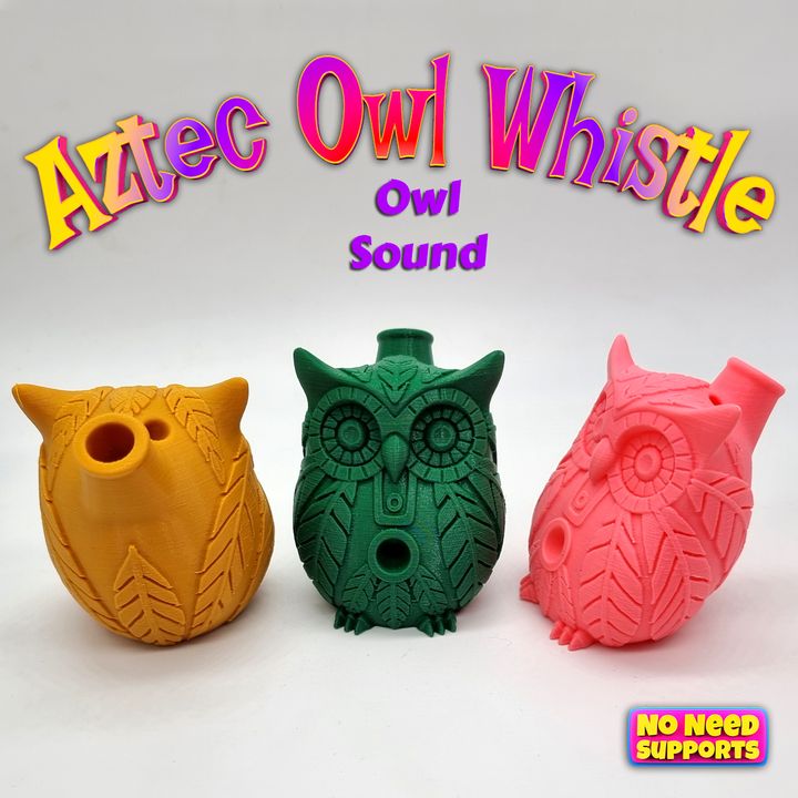 3D Printable Aztec Owl Whistle by 3dFabrik