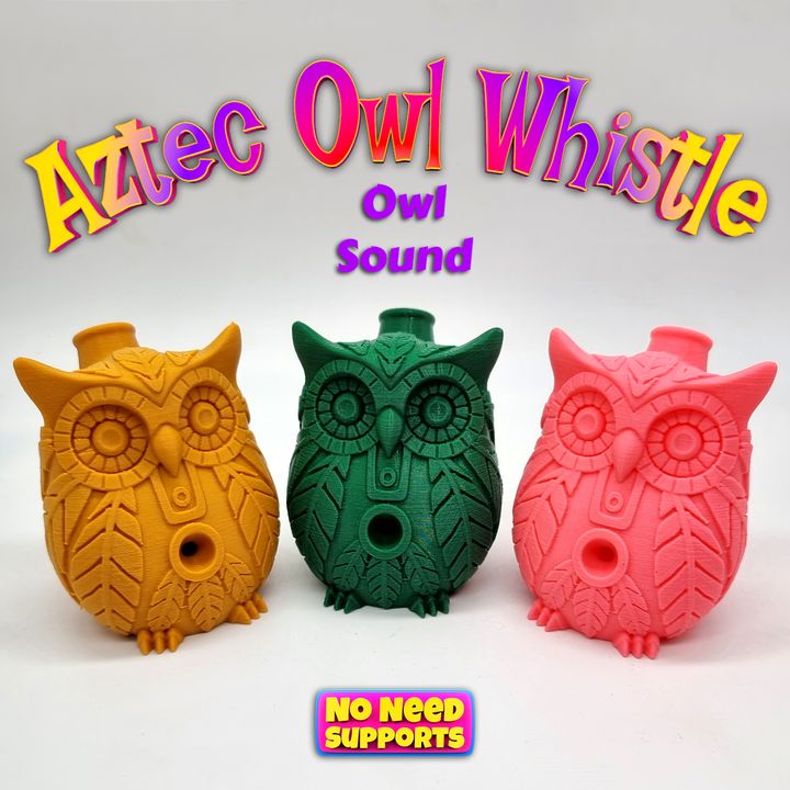 3D Printable Aztec Owl Whistle by 3dFabrik