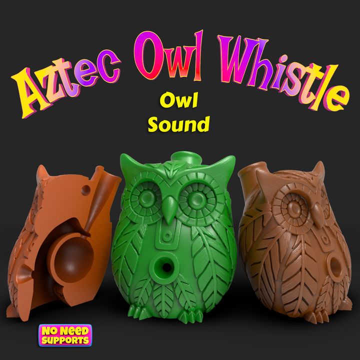 3D Printable Aztec Owl Whistle by 3dFabrik