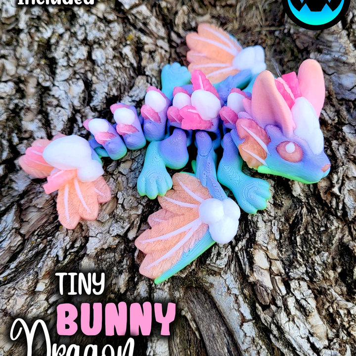 3D Printable Tiny Bunny Dragon by Cinderwing3D