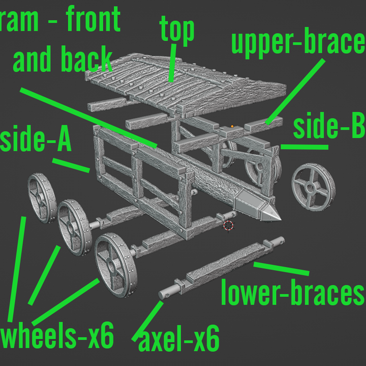 3D Printable Medieval battering ram - 28/32mm by Timescape Miniatures