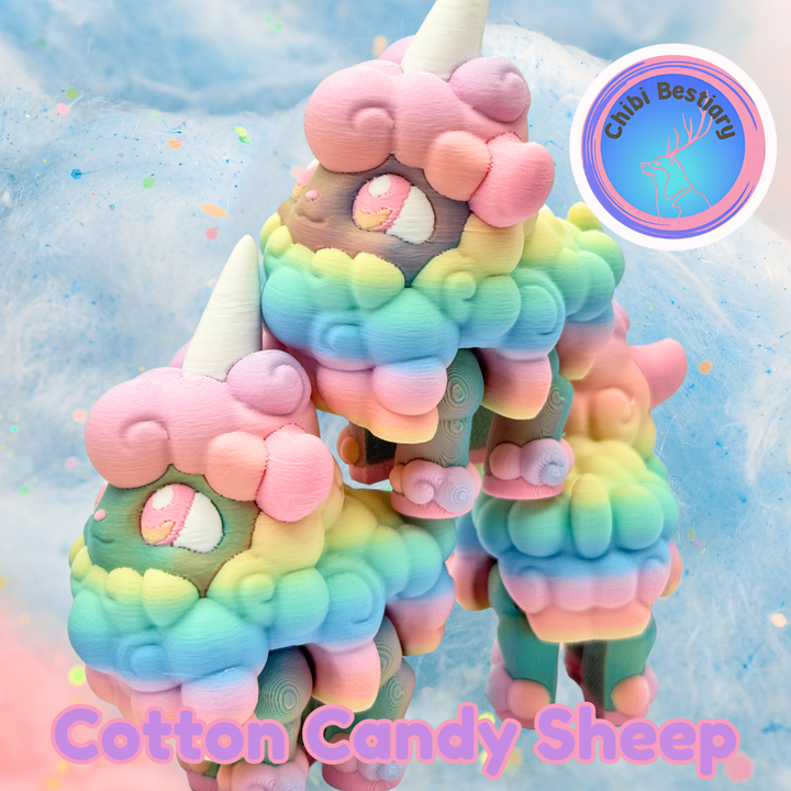 3D Printable Cotton Candy Sheep Flexi by ChibiBestiary