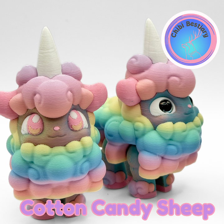 3D Printable Cotton Candy Sheep Flexi by ChibiBestiary