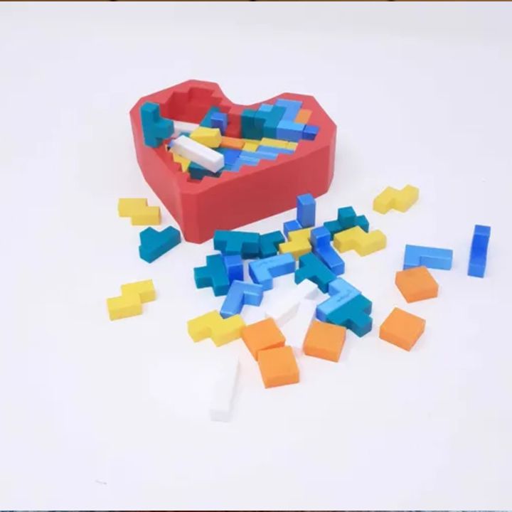 3D Printable Heart shaped Tetris puzzle by Mazetropolis