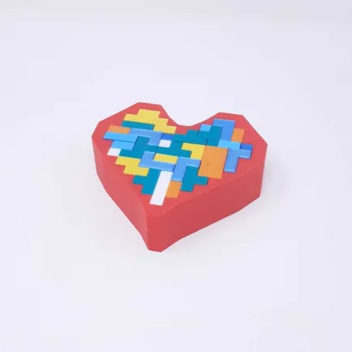 3D Printable Heart shaped Tetris puzzle by Mazetropolis