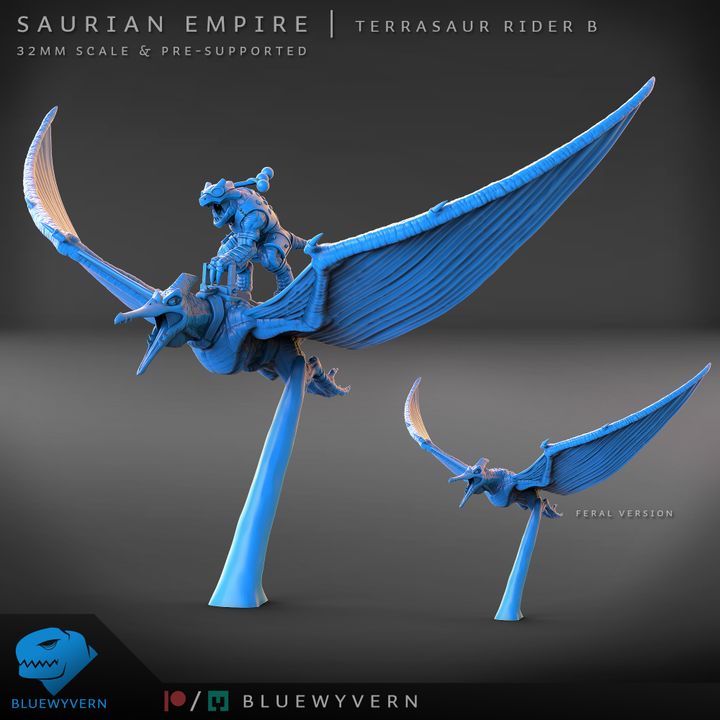 3D Printable Saurian Empire - Terrasaur Rider B by BlueWyvern