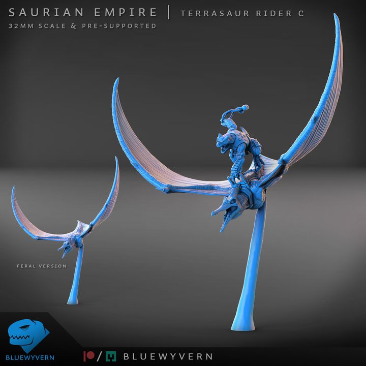 3D Printable Saurian Empire - Terrasaur Rider C by BlueWyvern