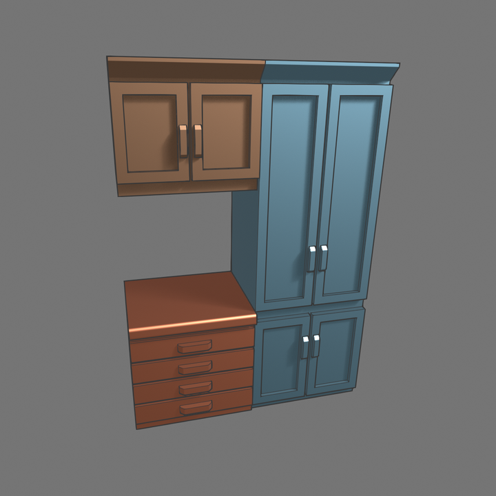 3D Printable Sims-style kitchen cabinets by Clay D