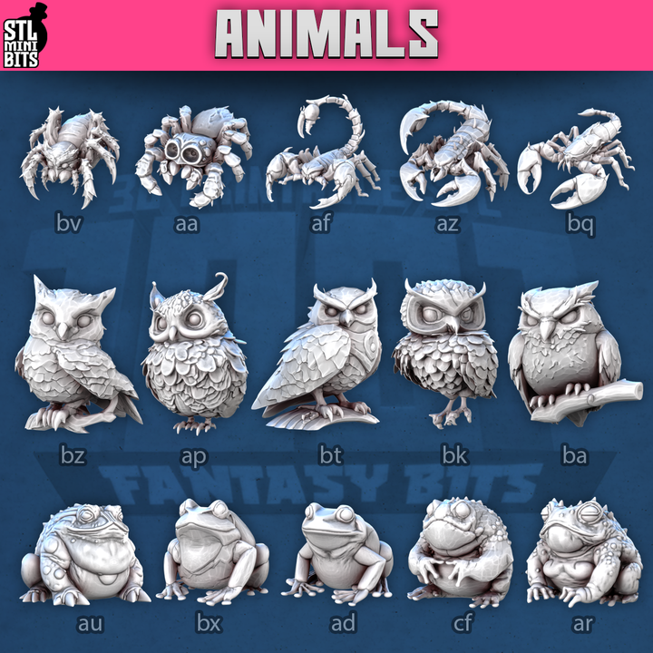 3D Printable 1001 - Animals by STL Mini Bits