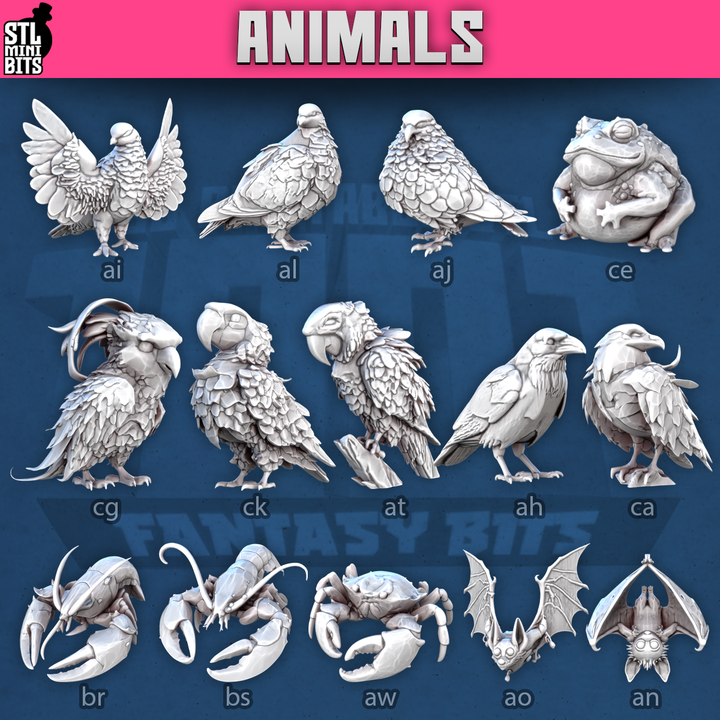 3D Printable 1001 - Animals by STL Mini Bits