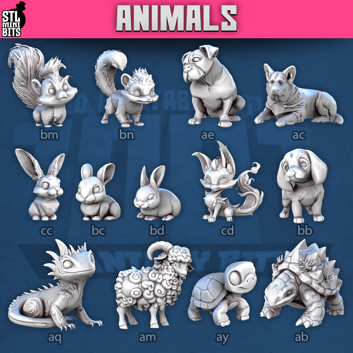 3D Printable 1001 - Animals by STL Mini Bits