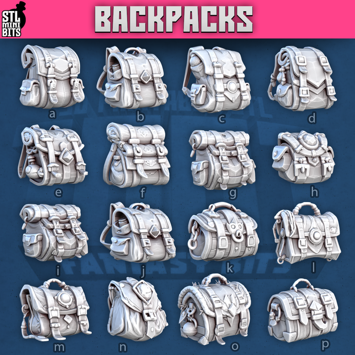 3D Printable 1001 - Backpacks by STL Mini Bits