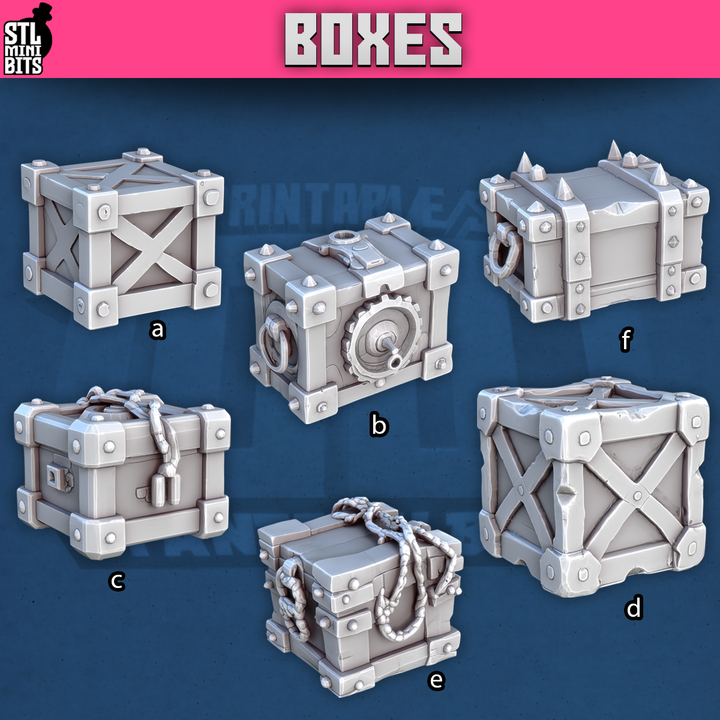 3D Printable 1001 Fantasy Bits - Boxes by STL Mini Bits