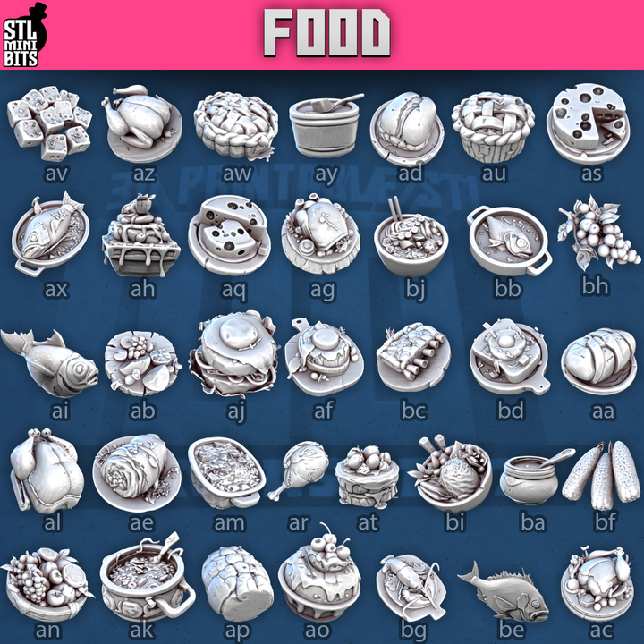3D Printable 1001 Fantasy Bits - Food by STL Mini Bits