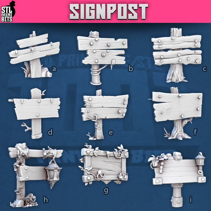 3D Printable 1001 Fantasy Bits - Signpost by STL Mini Bits