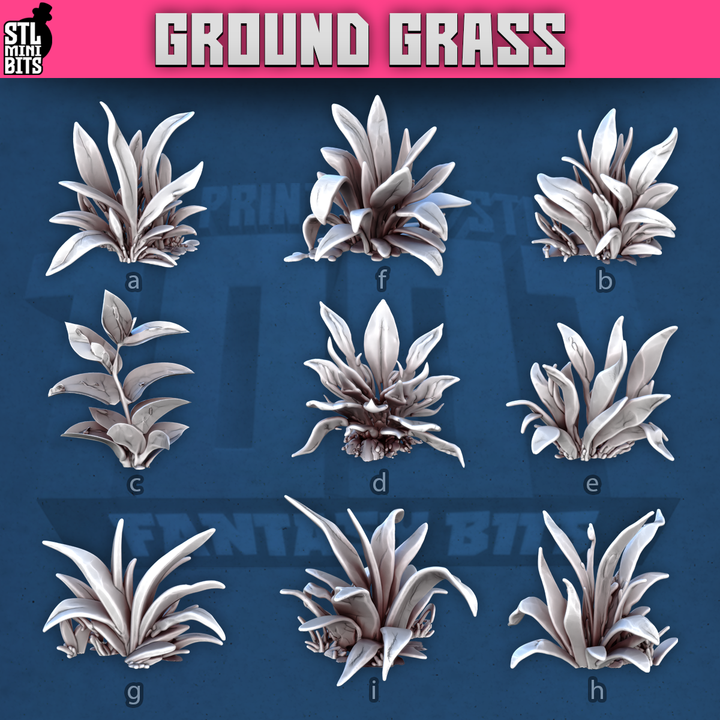 3D Printable 1001 Fantasy Bits - Ground Grass by STL Mini Bits