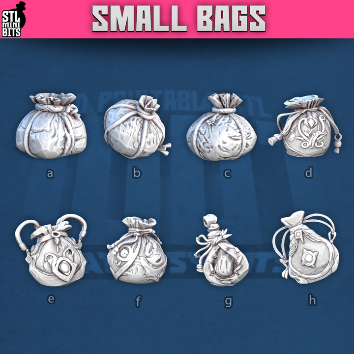 3D Printable 1001 - Small Bags by STL Mini Bits