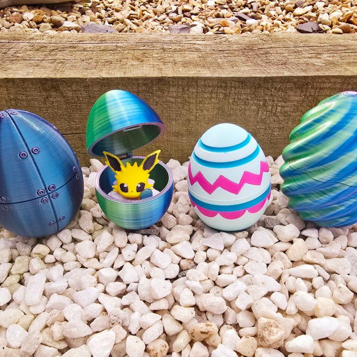 3D Printable Happy Easter Egg Container Collection by Fillifuu
