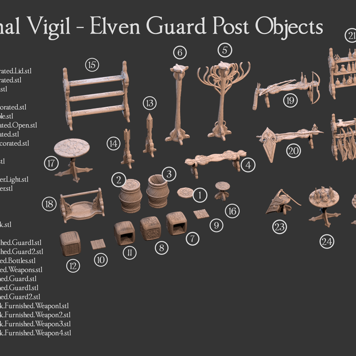 3D Printable Elven Guard Post Objects & Props by Making Tlon