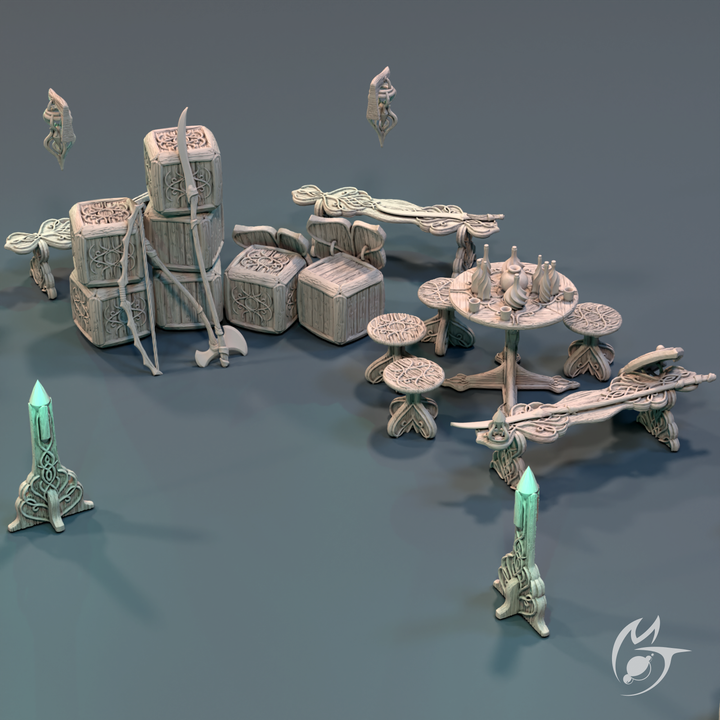 3D Printable Elven Guard Post Objects & Props by Making Tlon