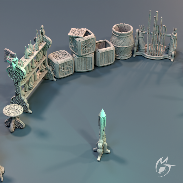 3D Printable Elven Guard Post Objects & Props by Making Tlon