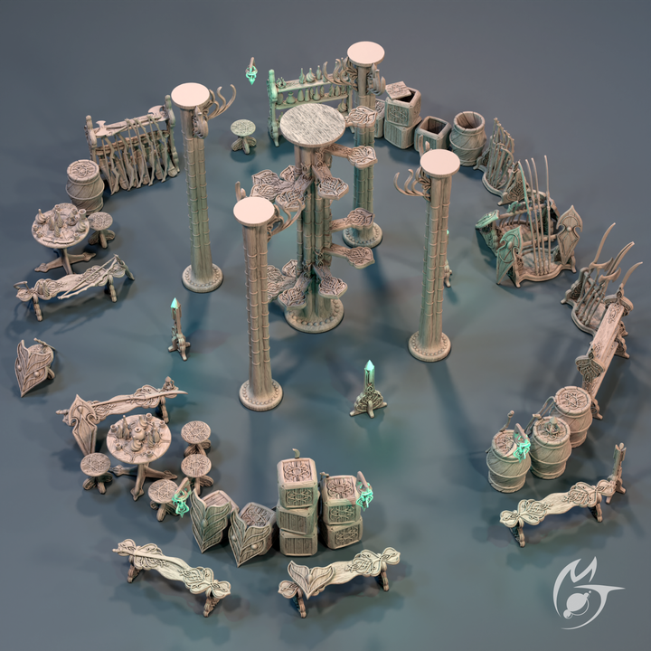 3D Printable Elven Guard Post Objects & Props by Making Tlon