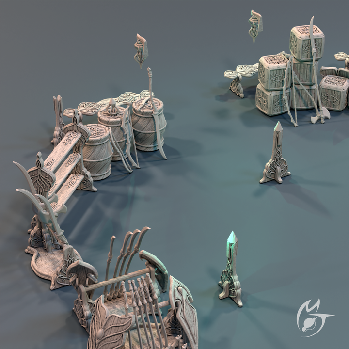 3D Printable Elven Guard Post Objects & Props by Making Tlon