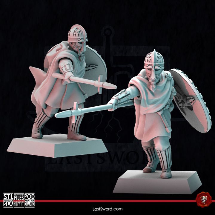 3D Printable AngloSaxons Thegn in Combat by LastSword Miniatures
