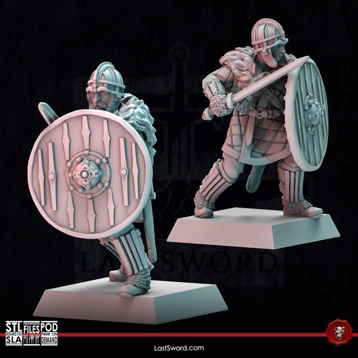 3D Printable AngloSaxons Thegn in Combat by LastSword Miniatures