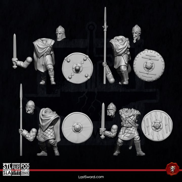 3D Printable AngloSaxons Thegn in Combat by LastSword Miniatures
